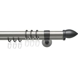 Gardinenstange Liedeco, L:120cm &Oslash;:20mm, grau, Metall, Gardinenstangen, "Lan Mush", 2-l&auml;ufig im Fixma&szlig; &Oslash; 20 mm