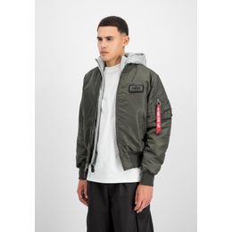 Herren Bomberjacke "MA-1 D-Tec", grau, Gr. M, Alpha Industries, Obermaterial: 100% Nylon, Futter: 100% Nylon, Kapuze: 75% Baumwolle, 25% Polyester,