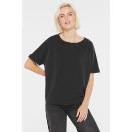 Damen Rundhalsshirt, schwarz, Gr. L, SENSES.THE LABEL, unifarben, Single Jersey, Material: 50% Polyester, 44% Modal, 6% Elasthan, Shirts, mit