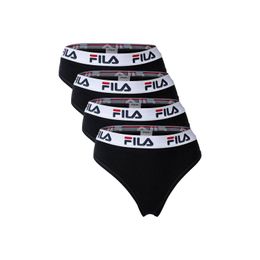 Fila Damen String "String 4er Pack", Gr. L, schwarz, Obermaterial: 95% Baumwolle CO. 5% Elasthan EL., Unterhosen