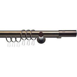 Gardinenstange Liedeco, L:120cm &Oslash;:25mm, braun, Metall, Gardinenstangen, "CELZYLIN01SG2L", 2-l&auml;ufig im Fixma&szlig; &Oslash; 25/20 mm