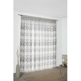 Vorhang WIRTH, B:132cm H:225cm, grau, Jacquard, Baumwolle, Polyester, Wohnzimmer, Gardinen, "Zirbello"