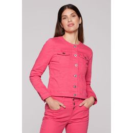 SOCCX Damen Jeansjacke, rosa, Gr. XL, unifarben, Material: 85% Baumwolle, 12% Polyester, 3% Elasthan, Jacken, mit Brusttaschen