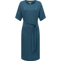 Ragwear Damen Shirtkleid "Pallerma", blau, Basic, Gr. M, Material: 70% Modal, 30% Polyester, Kleider, stylisches Sommerkleid mit Bindeband an der