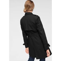 Aniston CASUAL Damen Trenchcoat, schwarz, Gr. 44, unifarben, Web, Obermaterial: 100% Baumwolle. Futter: 100% Polyester, M&auml;ntel, mit G&uuml;rtel zum