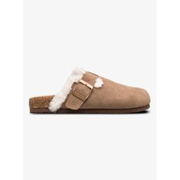 Roxy Damen Hausschuh "ZELIAH", Gr. 42, beige, Leder, Schuhe, gef&uuml;tterte Pantolette