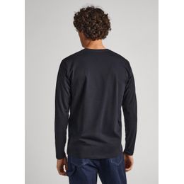 Pepe Jeans Herren Langarmshirt "EGGO LONG", schwarz, Gr. S, bedruckt, Single Jersey, Obermaterial: 100% Baumwolle, Shirts