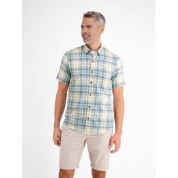 Lerros Herren Kurzarmhemd "Lerros Karohemd aus sommerlichem Strukturgewebe", blau, Gr. S, 60% Polyester, 40% Baumwolle, Hemden