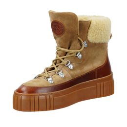 Gant Damen Winterboots "Snowmont", Gr. 38, braun, Leder, Veloursleder, Schuhe, Snowboots, Winterstiefel mit Plateausohle und Kunstfellkragen