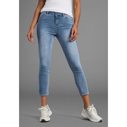 Arizona Damen 7/8-Jeans "Shaping", blau, Basic, Gr. 46, Abriebeffekte, Jeans, Obermaterial: 79% Baumwolle, 19% Polyester, 2% Elasthan, Jeans, eng