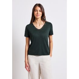 Street One Damen T-Shirt, gr&uuml;n, Gr. 36, unifarben, Stoff, 80% Polyester, 20% Viskose, Shirts, aus elastischem Materialmix