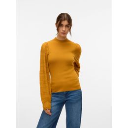 V&eacute;ro Moda VERO MODA Damen Strickpullover "VMNEWLIMONE LS HIGHNECK PULLOVER BOO", gold, Gr. S, unifarben, Strick, Obermaterial: 52% Viskose, 28% Polyester, 20%