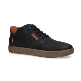 Camel Active Herren Sneaker, Gr. 40, schwarz, Leder, Schuhe, Schn&uuml;rboots, Freizeitschuh mit Logo-Flag
