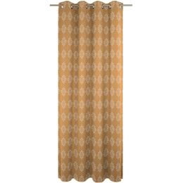 Vorhang Adam, B:145cm H:245cm, gelb, Jacquard, Baumwolle (Bio-Baumwolle), Wohnzimmer, Gardinen, "Romantic Puligny", aus 100% Bio-Baumwolle