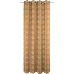 Vorhang Adam, B:145cm H:225cm, gelb, Jacquard, Baumwolle (Bio-Baumwolle), Wohnzimmer, Gardinen, "Romantic Puligny", aus 100% Bio-Baumwolle