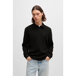 BOSS Orange Herren Poloshirt "Petempestolong", schwarz, Gr. XXL, unifarben, Jersey, Obermaterial: 82% Baumwolle, 12% Polyamid, 6% Elasthan, Shirts,