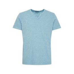 Blend Herren T-Shirt "BHAshton split neck tee", blau, Gr. M, unifarben, Single Jersey, Obermaterial: 100% Baumwolle, Shirts, mit Deko-Knopfdetail am