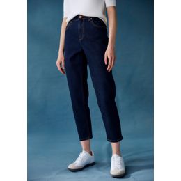 Lascana Damen Mom-Jeans, blau, Gr. 38, unifarben, Denim/Jeans, Obermaterial: 98% Baumwolle, 2% Elasthan, Jeans, mit hohem Bund. elastische Denimware