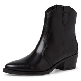 Tamaris Damen Cowboy Stiefelette, Gr. 39, schwarz, Leder, unifarben, Schuhe, in spitzer Form