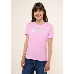 Cecil Damen T-Shirt, rosa, Gr. XL, bedruckt, Web, 100% Baumwolle, Shirts, aus reiner Baumwolle