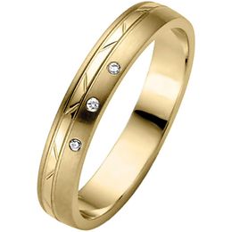 Firetti Damen Trauring "Schmuck Geschenk Gold 375 Hochzeit Ehering "LIEBE"", 56, 0,02 SI = kleine Einschl&uuml;sse mit Brillanten, Gelbgold 375, 3,5mm,