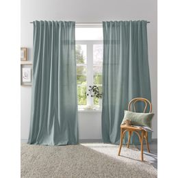 Vorhang Andas, B:135cm H:175cm, gr&uuml;n, Polyester, Wohnzimmer, Gardinen, "Elk&aelig;r", Thermo, mit Multifunktionsband