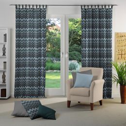Vorhang WIRTH, B:132cm H:225cm, blau, Jacquard, Baumwolle, Polyester, Wohnzimmer, Gardinen, "Benewitz"