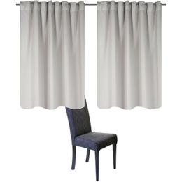 Vorhang HOME BASICS, B:140cm H:225cm, grau, Polyester, Wohnzimmer, Gardinen, "BLACKY", 2er Pack Kombibandschal BLACKY Uni