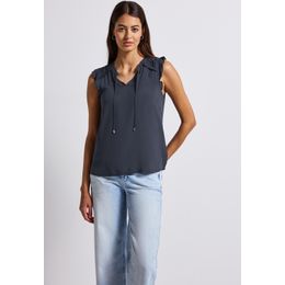 Street One Damen Blusentop, blau, Gr. 36, unifarben, Stoff, 100% Viskose, Blusen, aus softer Viskose