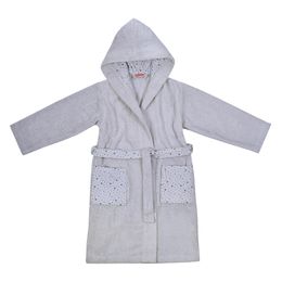 W&ouml;rner Kinderbademantel W&Ouml;RNER, L:70cm, grau, Baumwoll-Webfrottier, Hausm&auml;ntel, "Sterne", mit Stickerei, mit Taschen, maschinenwaschbar, trocknergeeignet