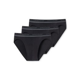 Herren Slip "Slip 3er Pack", uncover by Schiesser, Gr. S, schwarz, Obermaterial: 95% Baumwolle CO. 5% Elasthan EL., Unterhosen