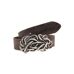 Damen Lederg&uuml;rtel, braun, Gr. 100, RETTUNGSRING G&Uuml;RTEL, unifarben, Rindsleder, G&uuml;rtel, mit Koppelschlie&szlig;e in Knoten-Optik, wechselbar