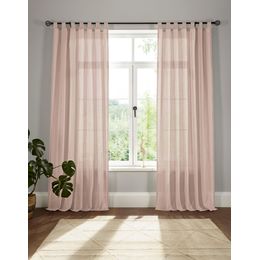 Vorhang Andas, B:142cm H:245cm, rosa, Jacquard, Baumwolle, Polyester, Wohnzimmer, Gardinen, "Elby 1", transparent, basic, monochrom, bis 295 cm L&auml;nge