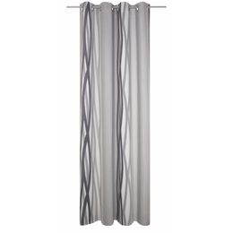 Vorhang WIRTH, B:145cm H:150cm, grau, Polyester, Wohnzimmer, Gardinen, "Brooklyn"