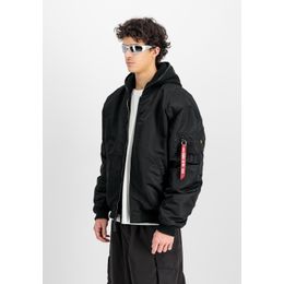 Herren Bomberjacke "MA-1 D-Tec Studio", schwarz, Gr. L, Alpha Industries, Obermaterial: 100% Nylon, Futter: 100% Nylon, Kapuze: 75% Baumwolle, 25%
