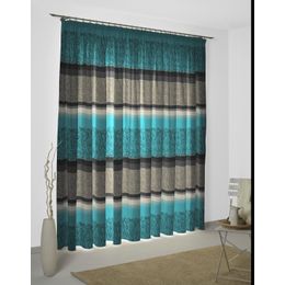 Vorhang WIRTH, B:132cm H:175cm, blau, Jacquard, Baumwolle, Polyester, Wohnzimmer, Gardinen, "Maribor"