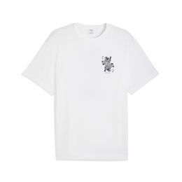 Puma Damen T-Shirt "Graphic Card Play Relaxed T-Shirt Herren"wei&szlig;, Gr. XS, bedruckt, Obermaterial: 100% Baumwolle; Rippe: 20% Polyester, 80%