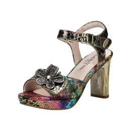 Laura Vita Damen High-Heel-Sandalette "Laura Vita Sandalen Leder/Textil", Gr. 38, braun, Leder, Textil, Schuhe