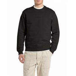Replay Herren Sweatshirt, schwarz, Gr. XXL, unifarben, Sweatware, Obermaterial: 100% Baumwolle, Sweatshirts, Rundhals, Regular Fit