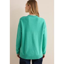 Cecil Damen Strickpullover, gr&uuml;n, Gr. L, unifarben, Web, 37% Baumwolle, 34% Polyacryl, 26% Polyester, 3% Elasthan, Pullover, mit Kontrastdetails