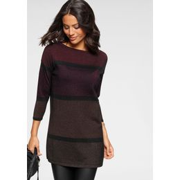 Laura Scott Damen Longpullover, rot, Gr. 42, geringelt, gestreift, Feinstrick, Obermaterial: 43% Viskose, 22% Polyamid, 20% Polyester, 15%