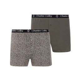 CHARLES COLBY Herren Boxershorts "2er Pack Boxershorts LORD HAWKINS", Gr. LXL, gr&uuml;n, Obermaterial: 95% Baumwolle CO. 5% Elasthan EL., Unterhosen