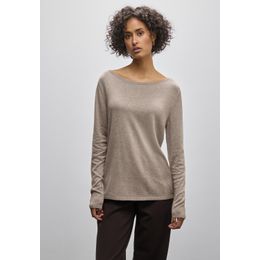 Street One Damen Strickpullover, braun, Gr. 36, unifarben, Stoff, 60% Viskose, 40% Baumwolle, Pullover, mit U-Boot-Ausschnitt