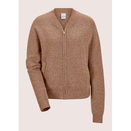 Madeleine Mode MADELEINE Damen Strickjacke "Blouson Sportiver Strick-Blouson mit Rei&szlig;verschluss", wei&szlig;, Gr. 36, Obermaterial: 38% Viskose CV. 35% Polyamid PA. 22%