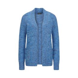 GOLDNER Damen Strickjacke "Kurzgröße Strickjacke mit aufgesetzten Taschen", blau, Gr. 19, Obermaterial: 100% Polyacryl PAN., Strickjacken