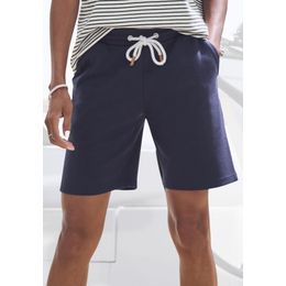 H.I.S. H.I.S Damen Bermudas, Gr. 40, blau, Sweatware, Obermaterial: 60% Baumwolle, 40% Polyester, unifarben, Hosen, mit Kordelzug und Stickerei, Loungewear