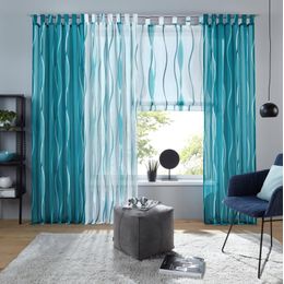 Gardine my home, B:140cm H:145cm, wei&szlig;, Voile, Polyester, Wohnzimmer, Gardinen, "DIMONA", 2-er Set, Voile, Polyester, Wellen