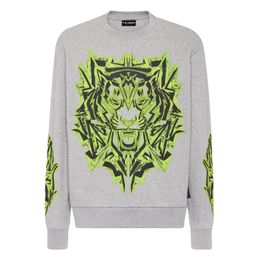Plein Sport Jungen Sweatshirt "Tiger", grau, Gr. M, Obermaterial: 88% Baumwolle, 12% Polyester, Sweatshirts