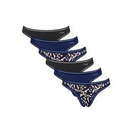 Sloggi Damen String "String GO Crush String C6P 6er Pack", Gr. S, blau, Obermaterial: 95% Baumwolle CO. 5% Elasthan EL., Unterhosen