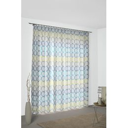 Vorhang WIRTH, B:132cm H:145cm, blau, Jacquard, Baumwolle, Polyester, Wohnzimmer, Gardinen, "Zirbello"